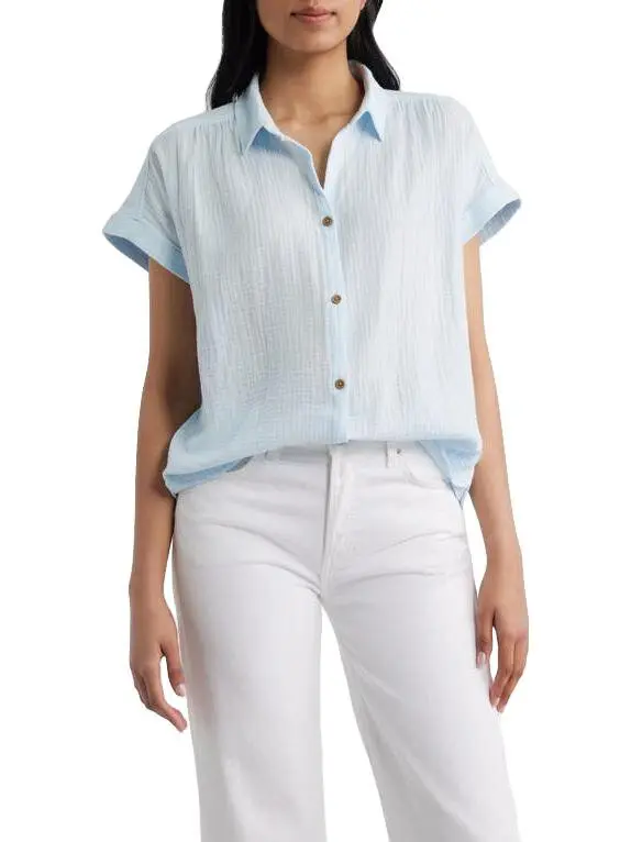 BEACHLUNCHLOUNGE Devin Gauze Shirt - Lullaby Blue