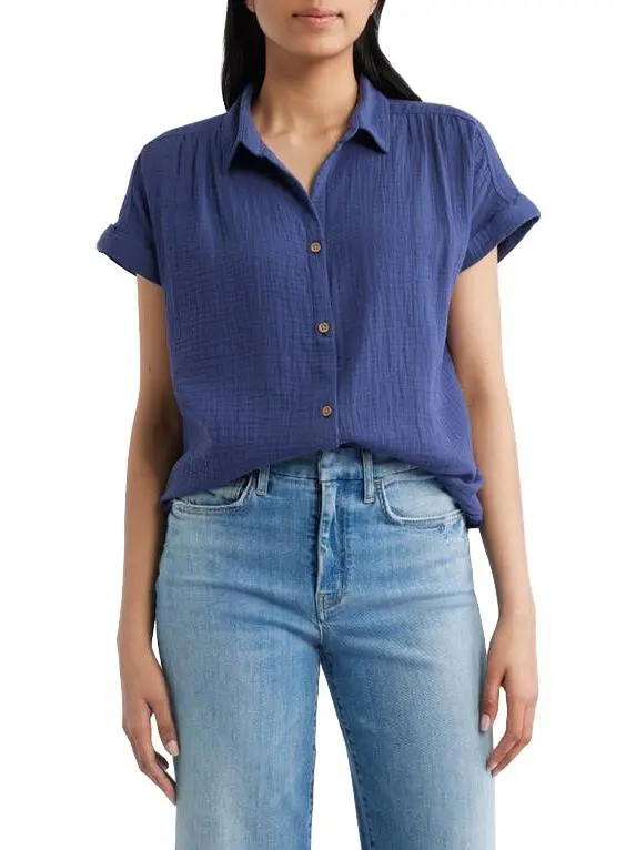 BEACHLUNCHLOUNGE Devin Gauze Shirt - Navy Time