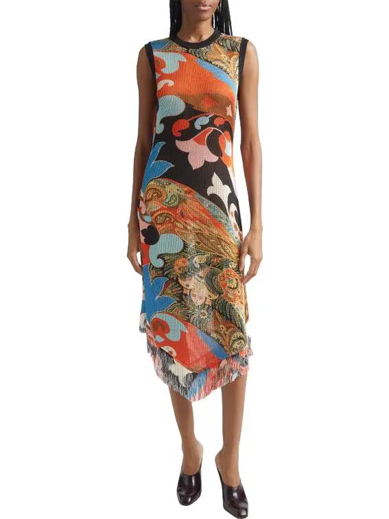 Etro Sleeveless Lotus Paisley Sweater Dress - Red