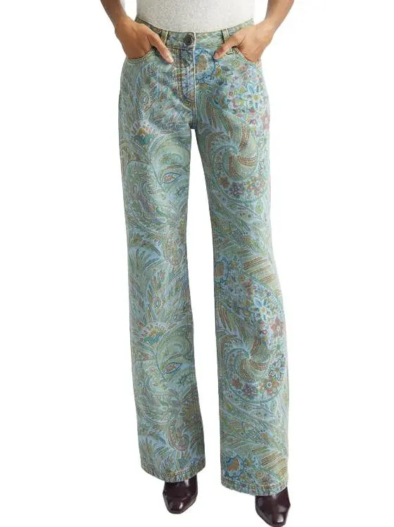 Etro Paisley Printed Jeans - Multicolor On Pale Blue Base