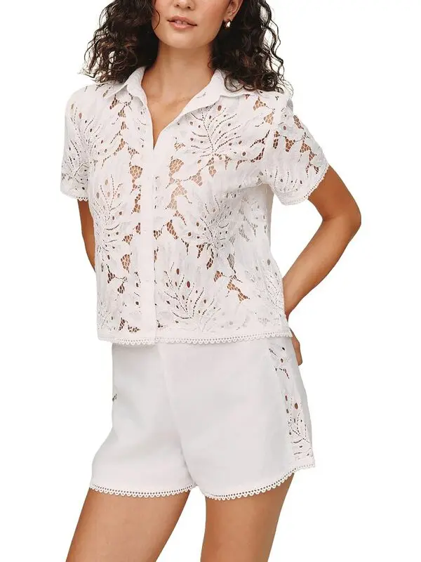 Bella Dahl Lace Shirt - White