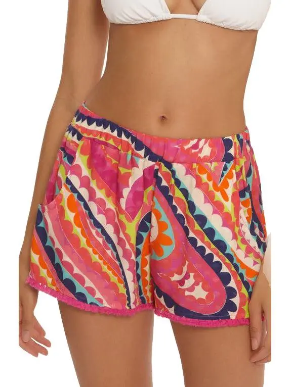Trina Turk Aphrodite Cover-up Shorts - Pink Multi