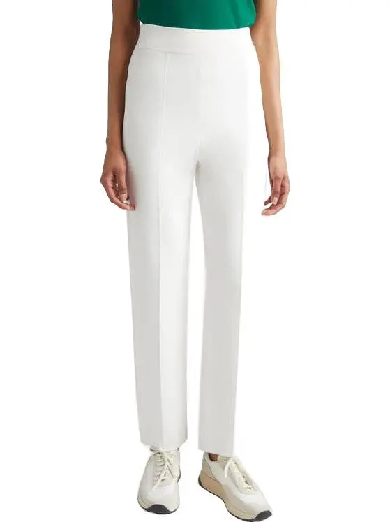 St. John Dani Santa Roma Knit Pants - Bright White