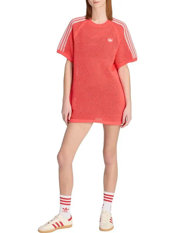 ADIDAS ORIGINALS Open Stitch Mini Dress - Semi Lucid Red