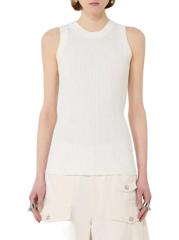 Sportmax Sleeveless Ribbed Crewneck Sweater - White