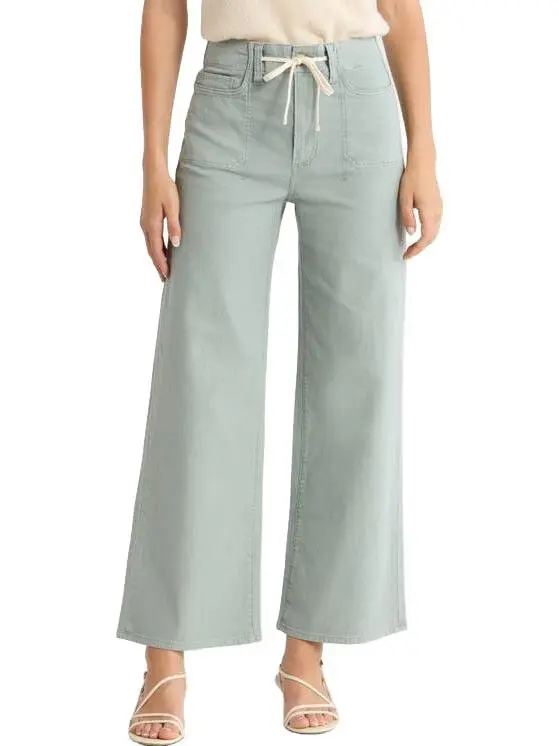 Paige Ari High Waist Wide Leg Drawstring Pants - Vintage Seaglass