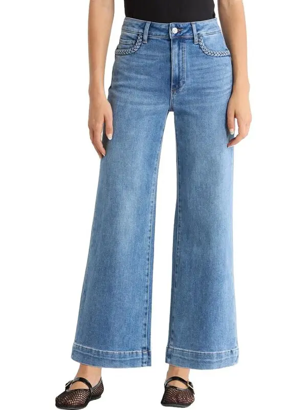 Paige Vanessa Braided Pocket High Waist Ankle Wide Leg Jeans - Encino