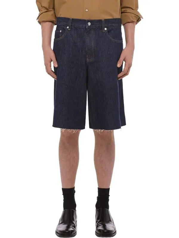 Helmut Lang Oversize Raw Hem Denim Shorts - Rinsed Indigo