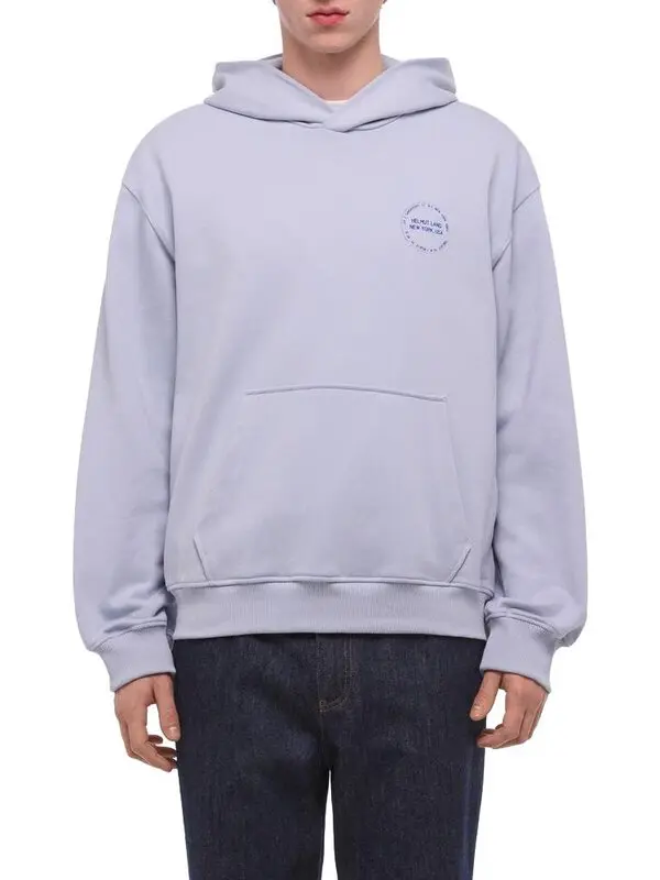 Helmut Lang Stamp Cotton French Terry Pullover Hoodie - Pacific