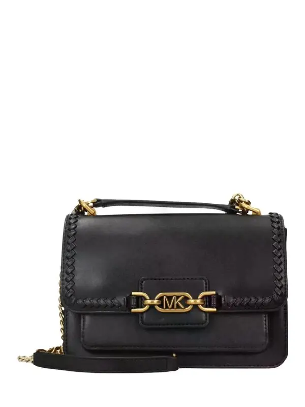 Michael Kors Leather Crossbody Bag With Gold-tone Logo - Black