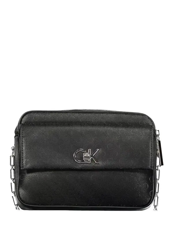 Calvin Klein Monogram Pattern Shoulder Bag - Black