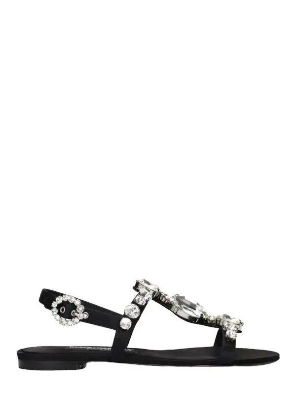 Dolce & Gabbana Embellished Satin Slingback Sandals - Black