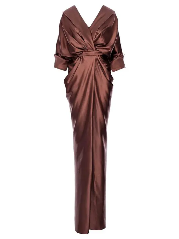 ACOB À PORTER Draped Maxi Dress - Brown