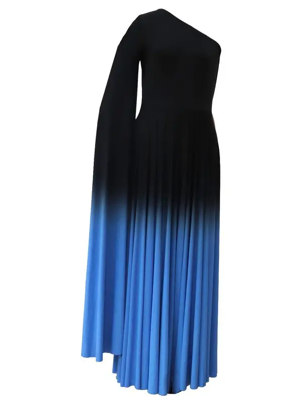VAAI Ombre Pleated Gown - Black/blue