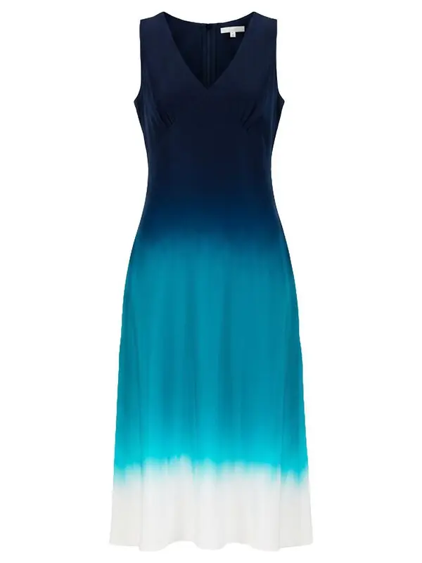 VAAI Ombre Silk Slip Dress - Blue/white