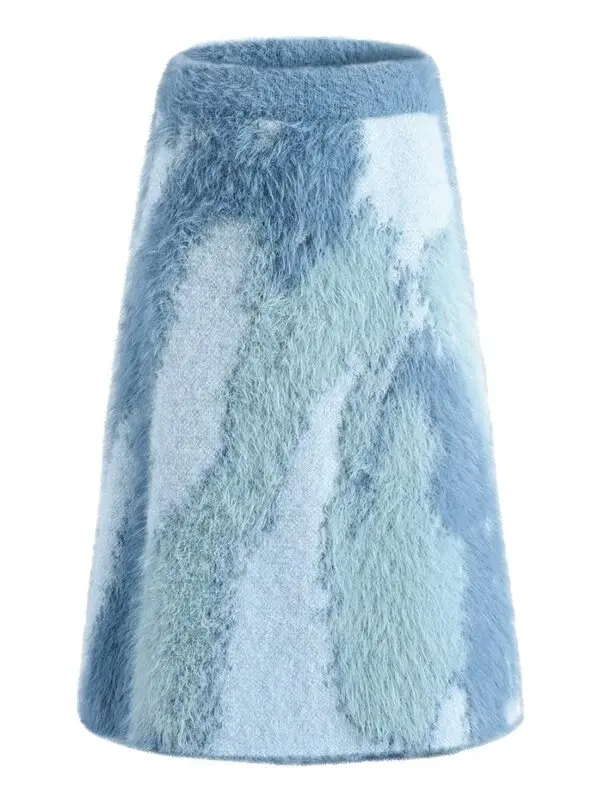 RIVERPEACE.CO Aqua Drift Textured Midi Skirt - Blue