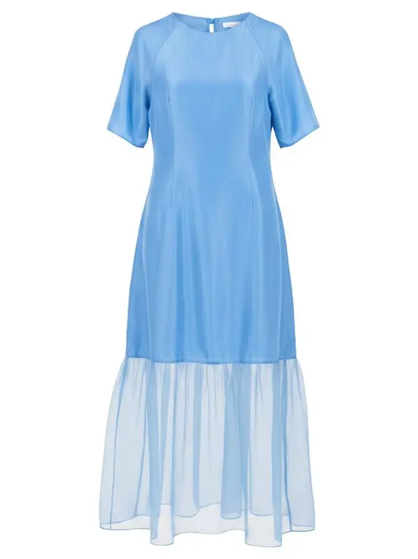 VAAI Silk Organza Shift Dress - Blue