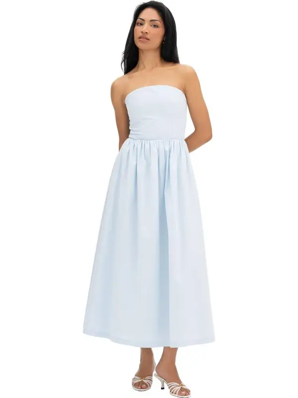 MandiBreeze Rose Dress Midi Silhouette - Blue