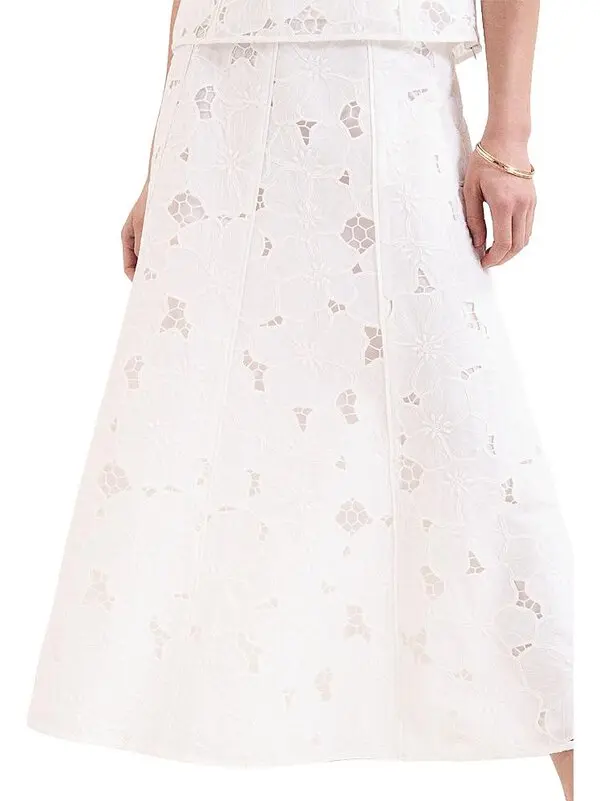 PHASE EIGHT Marina Seamed Lace Midi Skirt - Ivory