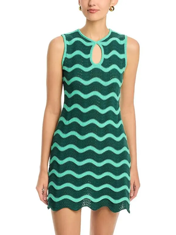 La DoubleJ Wavy Mini Dress - Bicolor Mint/dark Green