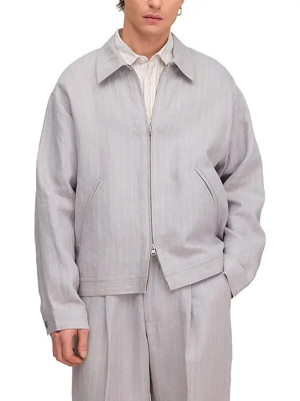Nn07 Petrus 1455 Hybrid Zip-up Blazer - Grey Stripe