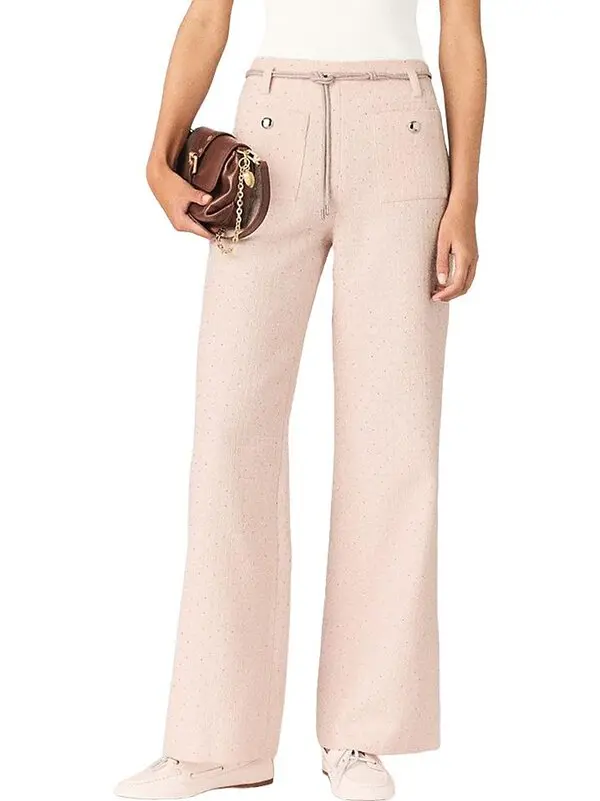Maje Sparkly Tweed Pants - Pink