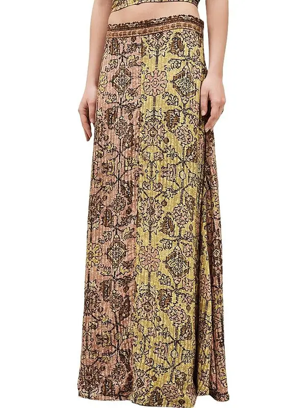 Ba&sh Printed Maxi Skirt - Yellow