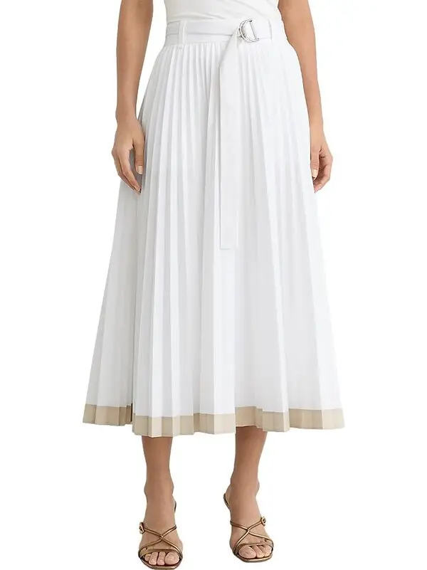 REISS Allora Pleated Skirt - Ivory