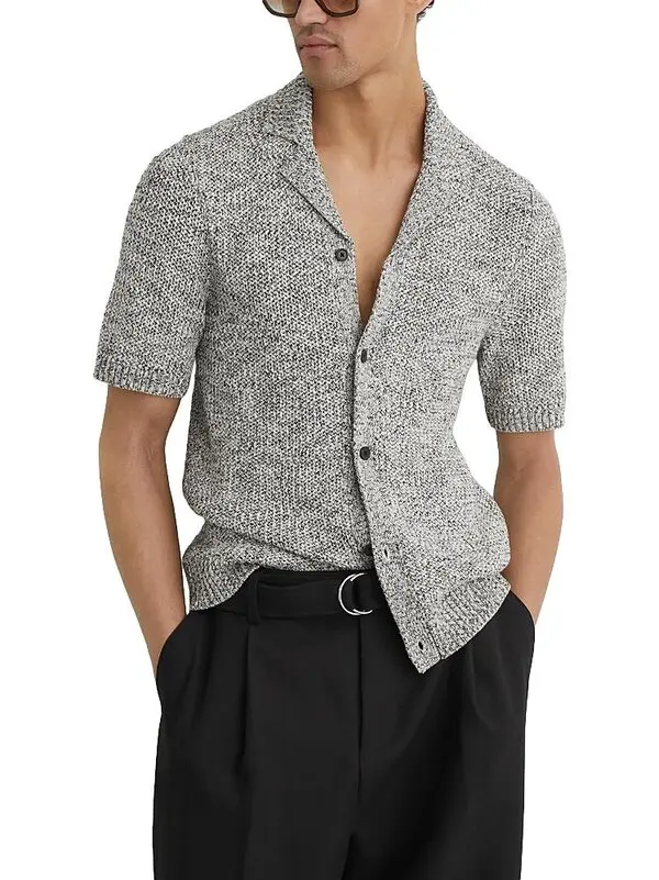 REISS Addis Regular Fit Marled Knit Shirt - Natural