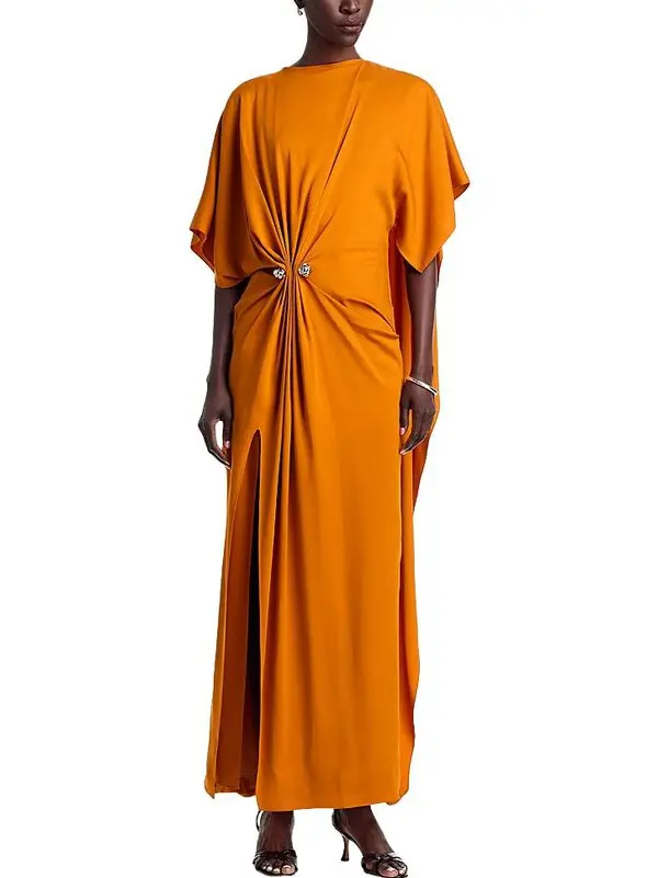 Brandon Maxwell Lucia Draped Maxi Dress - Sunset