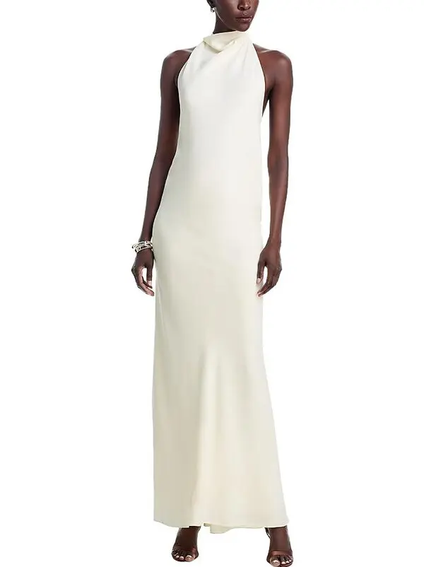 Brandon Maxwell Ophelia Sleeveless High Neck Gown - Ivory