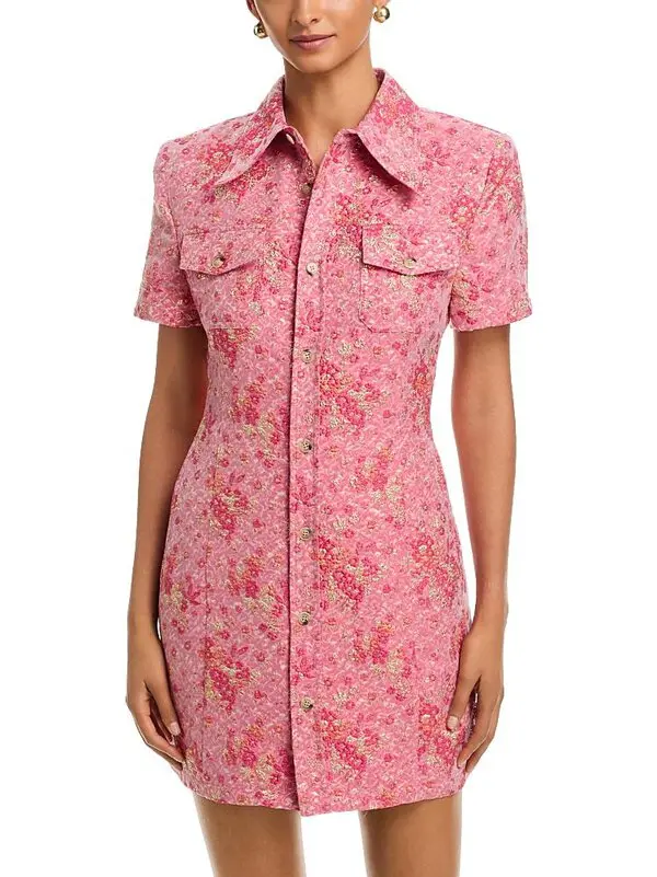 WILLY CHAVARRIA Chavela Mini Dress - Chicle/stucco Cloque