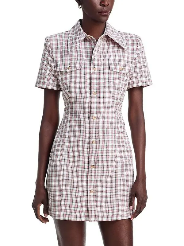 WILLY CHAVARRIA Chavela Mini Dress - Red/white Picnic Plaid