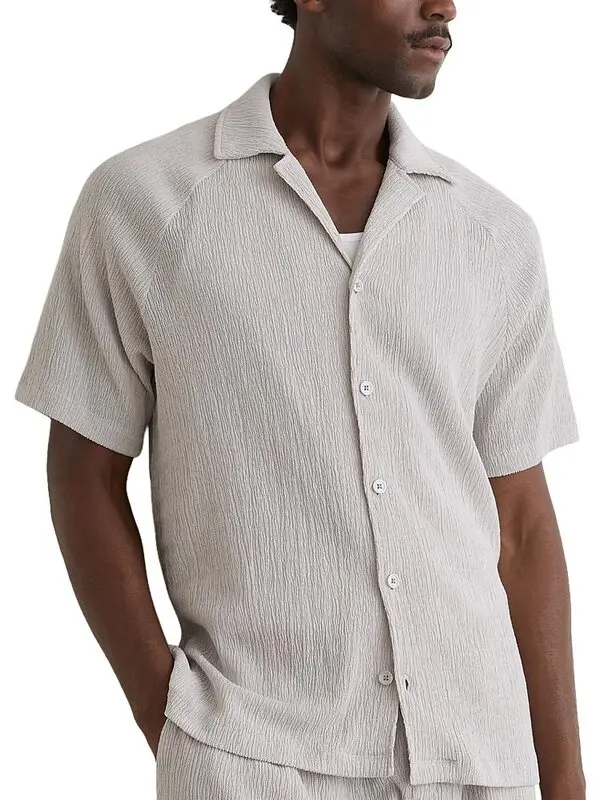 REISS Knox Short Sleeve Textured Raglan Shirt - Silver