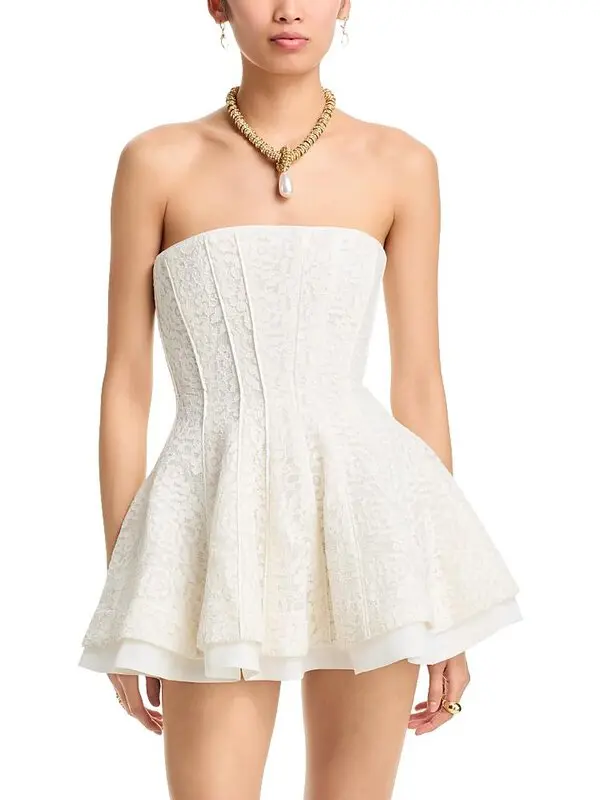 V. CHAPMAN Rosemary Lace Corset Dress - White Rose Lace