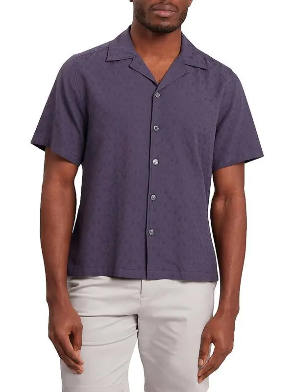 Ted Baker London Fleurre Jacquard Relaxed Fit Camp Shirt - Navy