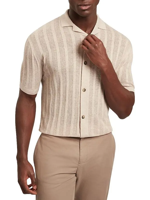 Ted Baker London Edio Stitched Stripes Button Shirt - Ecru