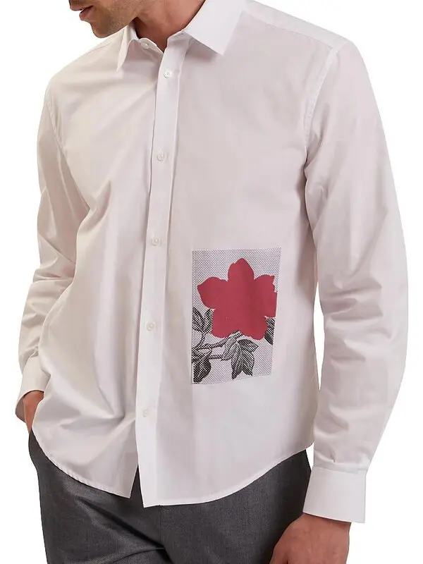 Ted Baker London Alviro Long Sleeve Relaxed Placement Floral Shirt - White