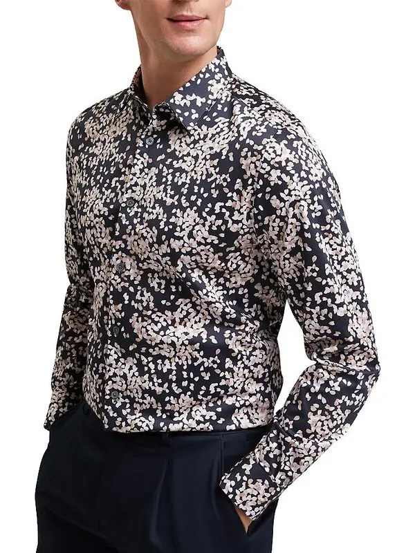 Ted Baker London Jaciel Long Sleeve Botanical Shirt - Navy