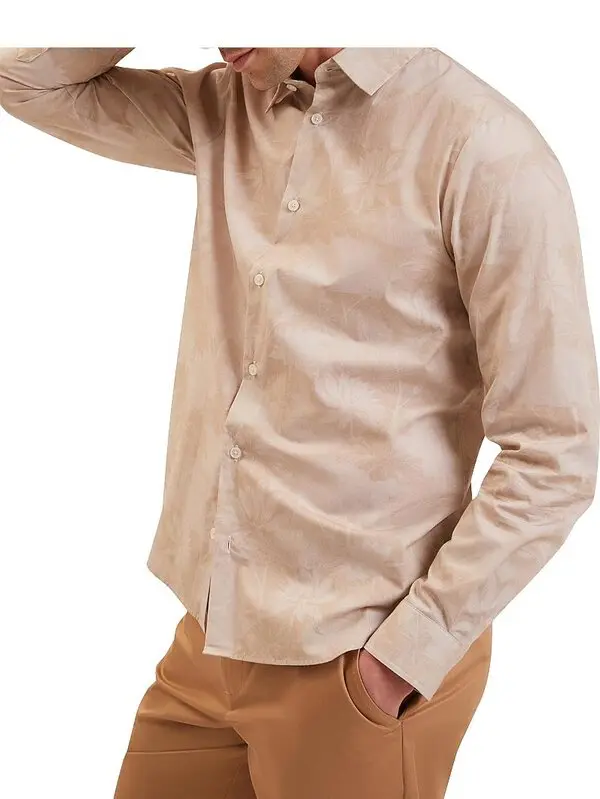 Ted Baker London Ocania Long Sleeve Tonal Floral Print Shirt - Ecru