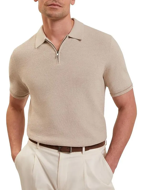 Ted Baker London Deckers Ottoman Quarter Zip Polo - Ecru