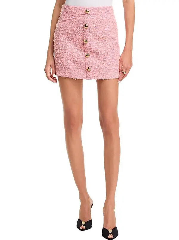 Aqua Tweed Mini Skirt - Coral