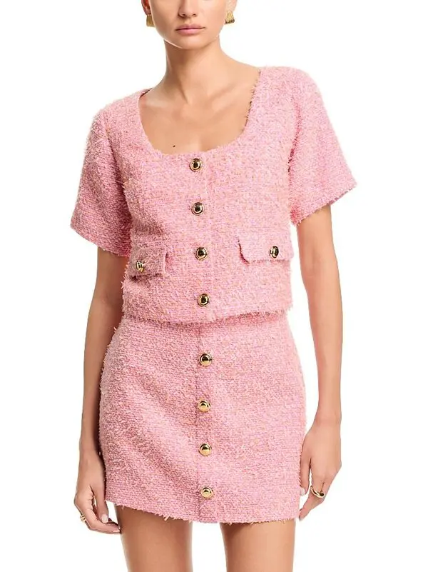 Aqua Tweed Jacket - Coral