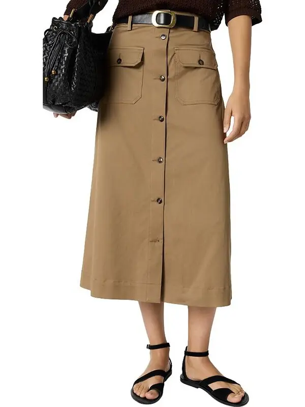Gerard Darel Jasmina Button-front Midi Skirt - Camel