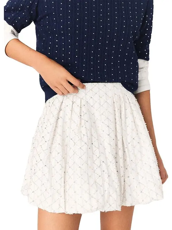 Maje Jiraya Beaded Bubble Skirt - White