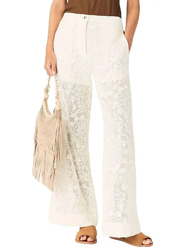 Maje Paros Guipure Lace Pants - Ecru