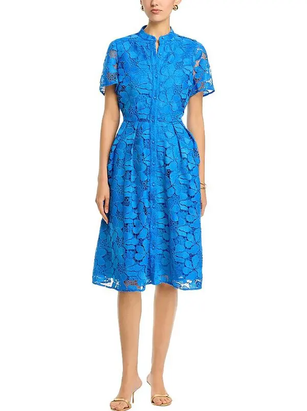 T Tahari Lace Button-front Midi Dress - Spring Bloom