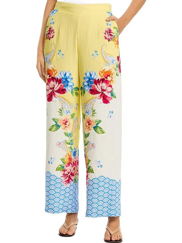 T Tahari Printed Wide Leg Pants - Porto Garden Print