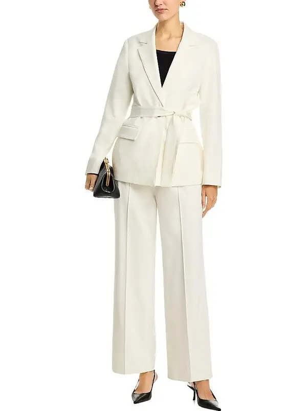 T Tahari Wide Leg Tailored Pants - White Star