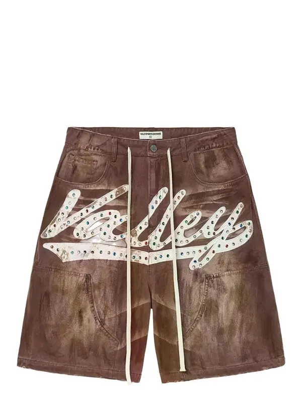 VALE FOREVER Embellished Drawstring Shorts - Brown